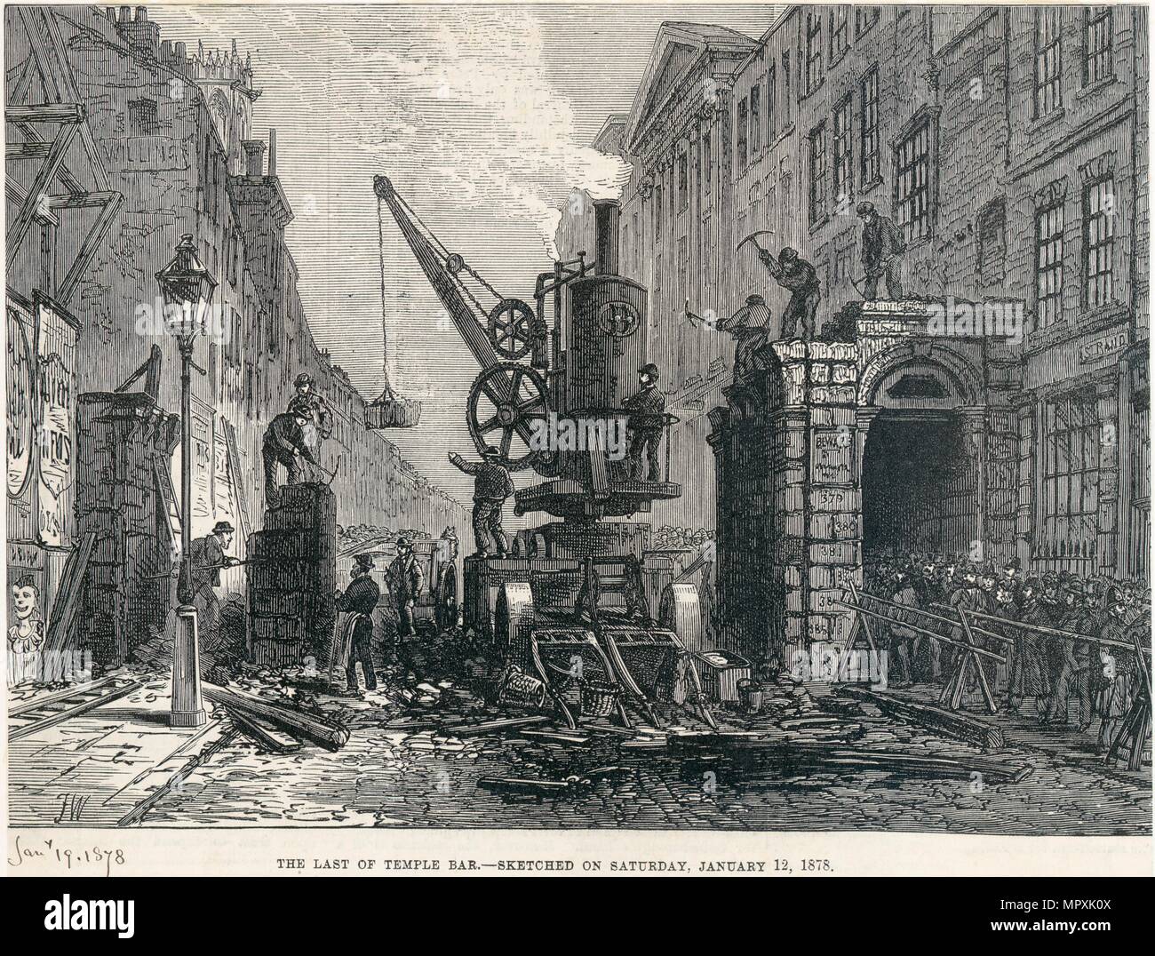 Demolition of Temple Bar, London, 1878. Artist: Unknown Stock Photo - Alamy