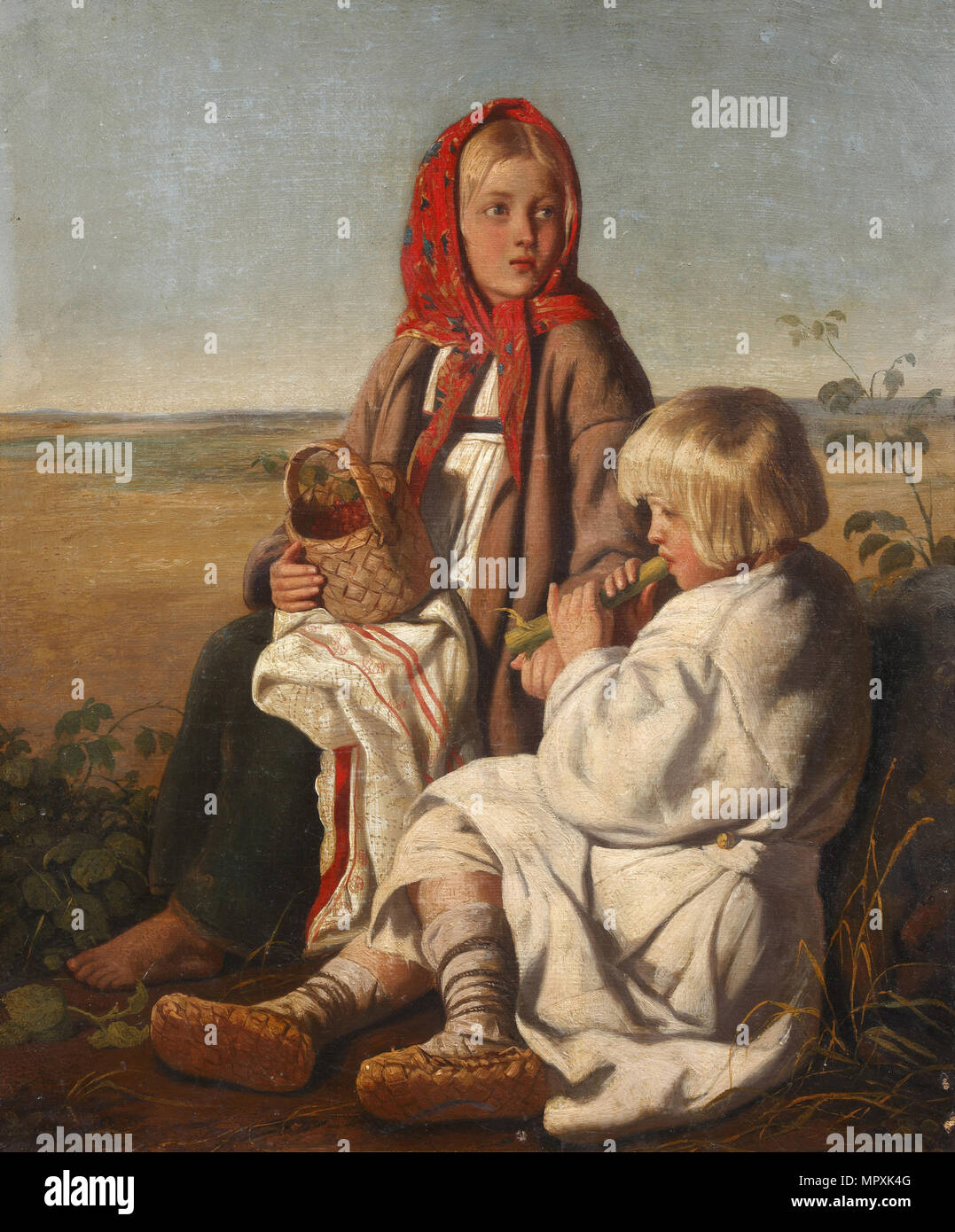 Children in the field, 1860s Stock Photo - Alamy