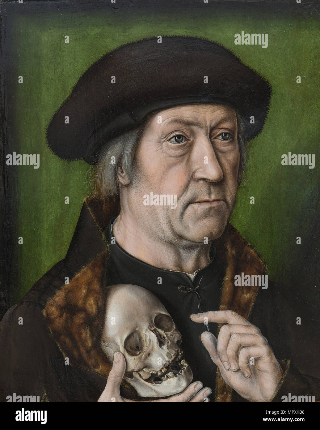 Self-Portrait with a Skull, c. 1520 Stock Photo - Alamy
