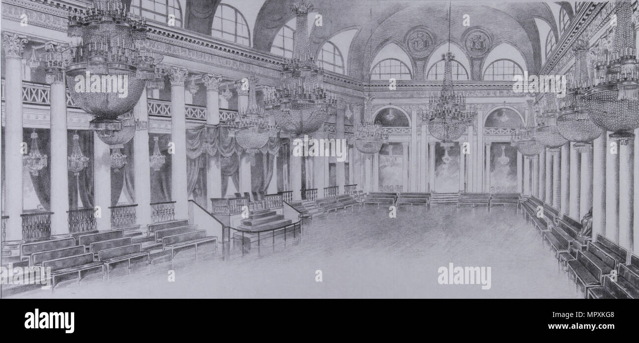 Interior of the Ballroom of the Assembly of the Nobility in Moscow ...
