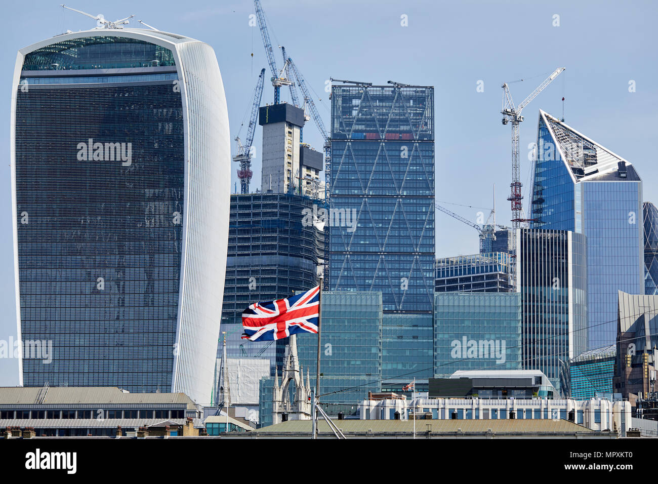 City of London Changing Skyline. Viewed from the South Bank, showing ...