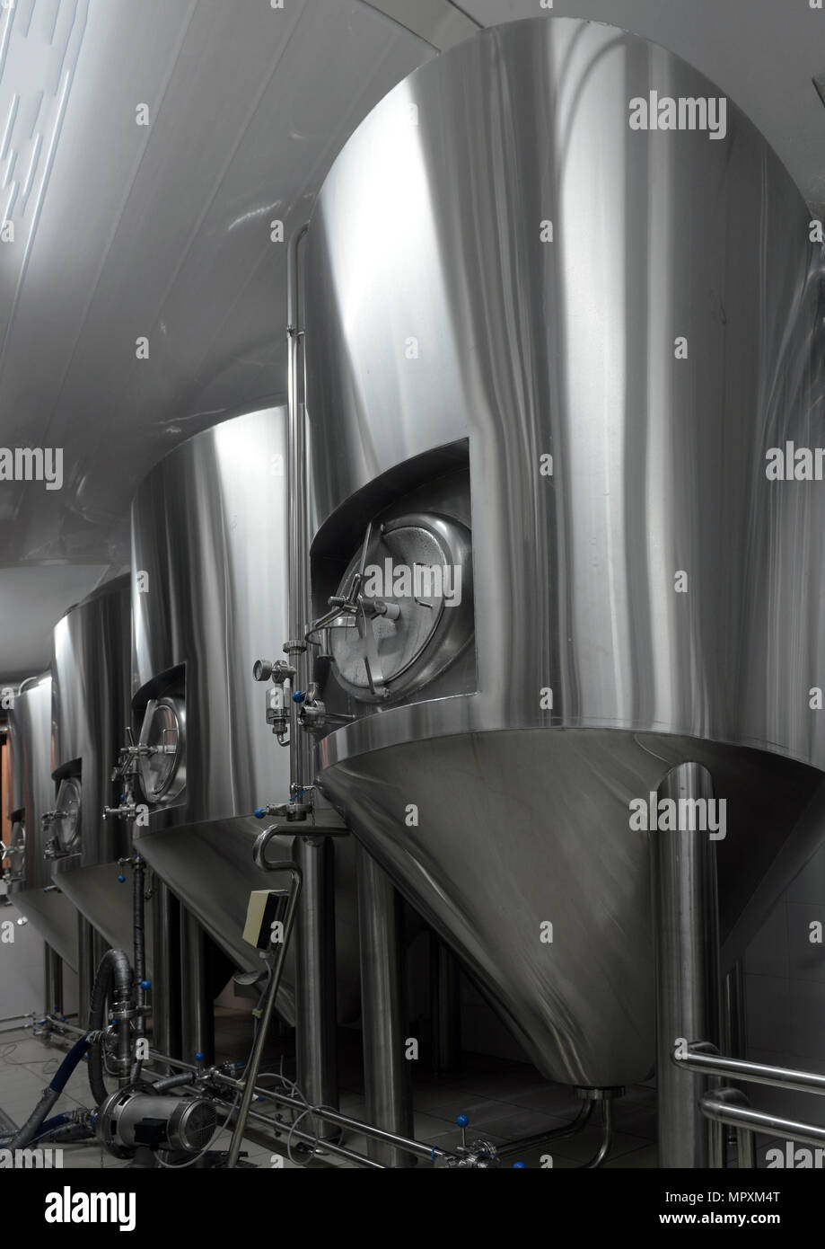 Modern brewery factory row tanks hi-res stock photography and images ...
