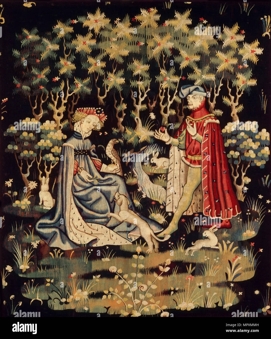 The Offering of the Heart (L'Offrande du coeur). Tapisserie , ca 1400 ...