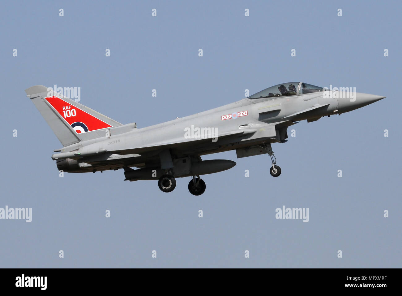 Eurofighter Typhoon FGR4 from 29 Squadron landing at RAF Coningsby ...