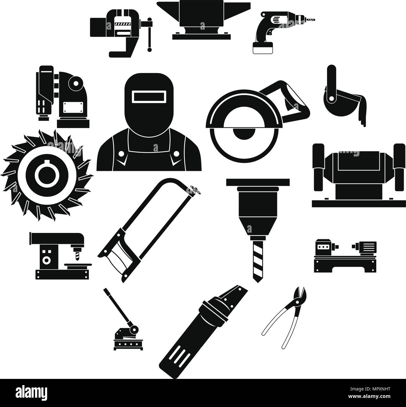 Metal working icons set, simple style Stock Vector Image & Art - Alamy