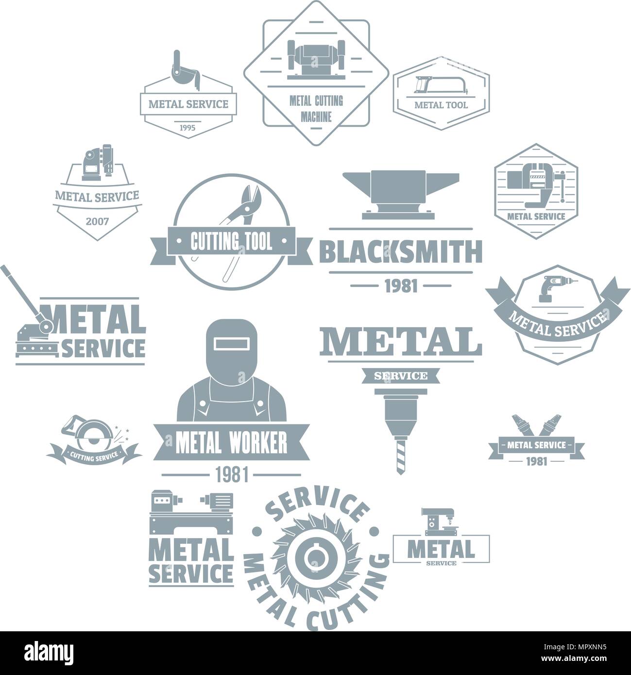 Metal working logo icons set, simple style Stock Vector Image & Art - Alamy
