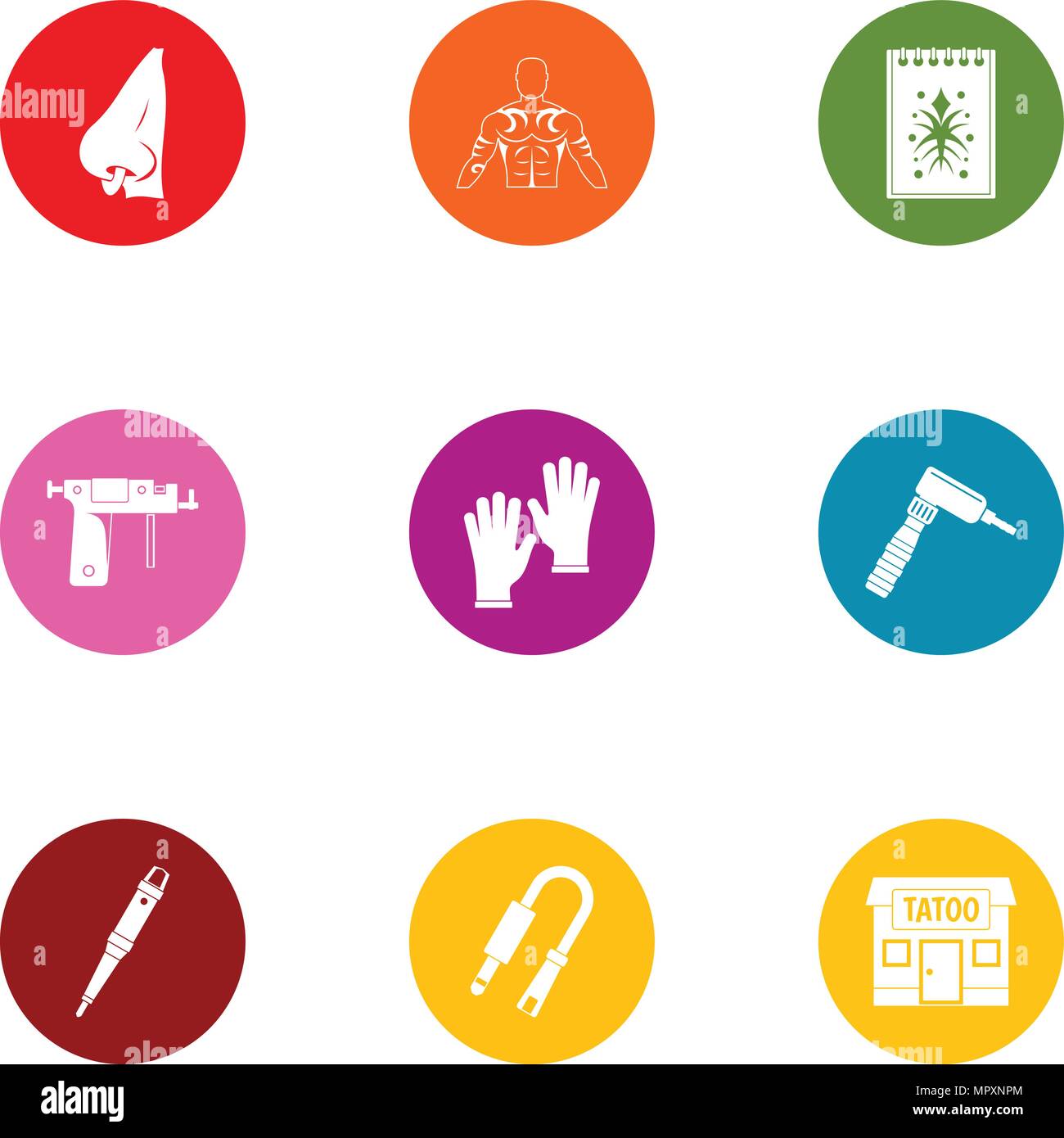 Tatu icons set, flat style Stock Vector Image & Art - Alamy