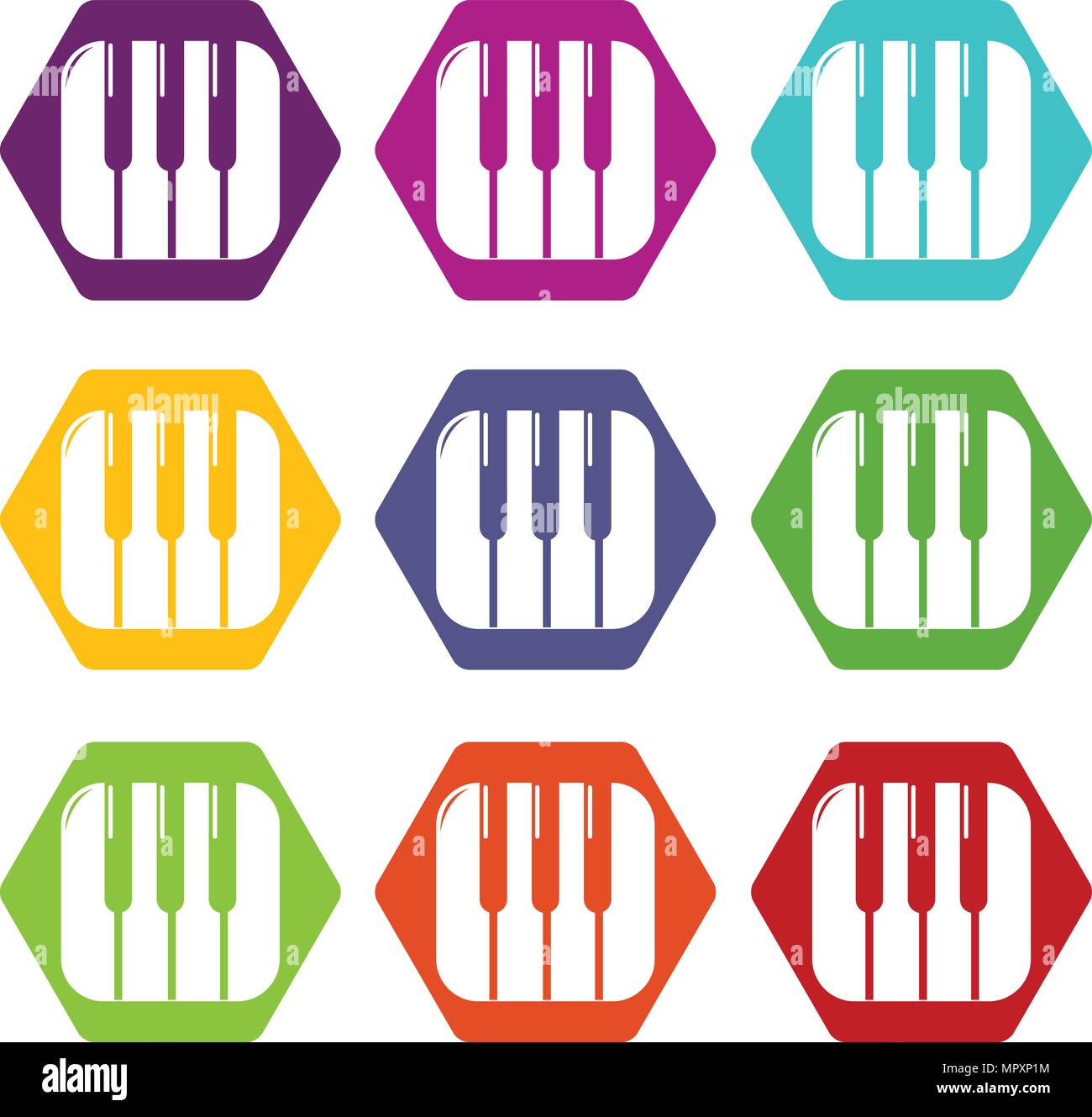 Piano keys icons set 9 vector Stock Vector Image & Art - Alamy