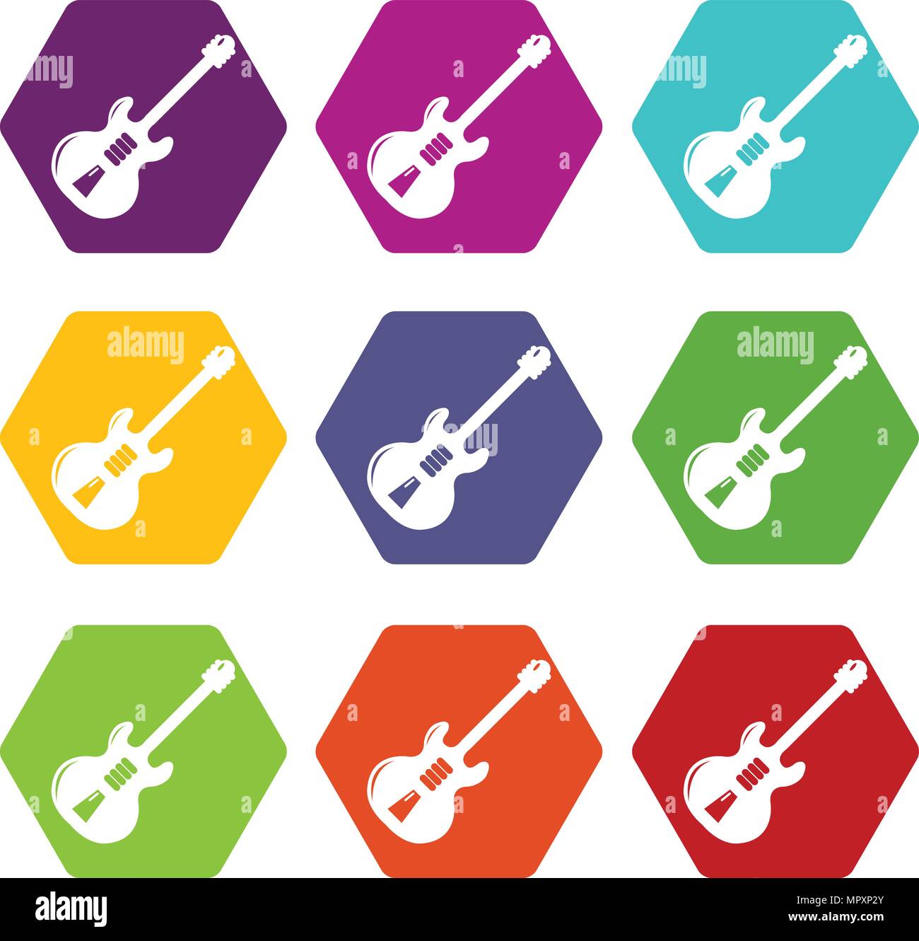 Electric guitar icons set 9 vector Stock Vector Image & Art - Alamy