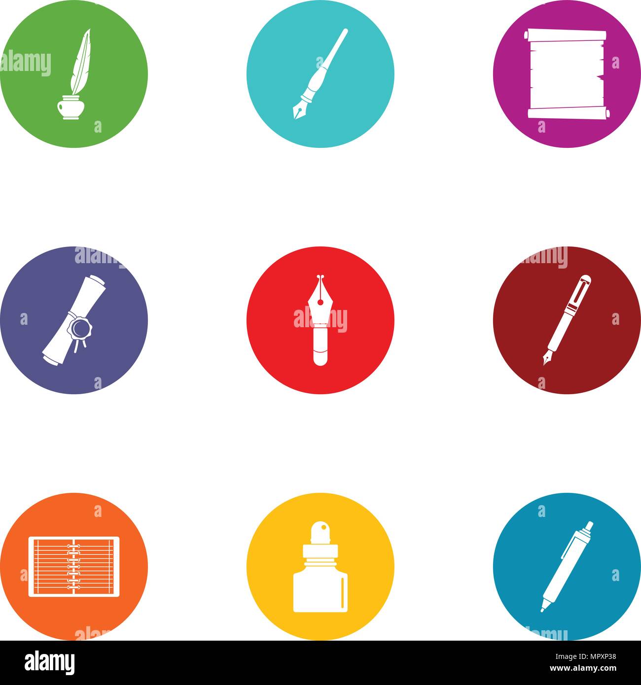 Scribe icons set, flat style Stock Vector Image & Art - Alamy