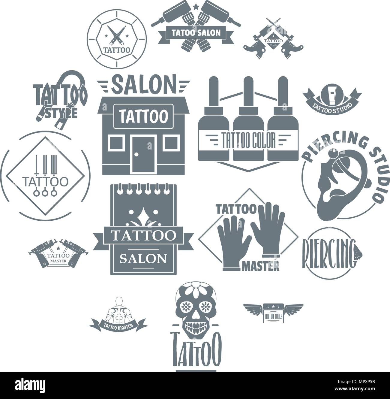 Tattoo logo icons set, simple style Stock Vector Image & Art - Alamy