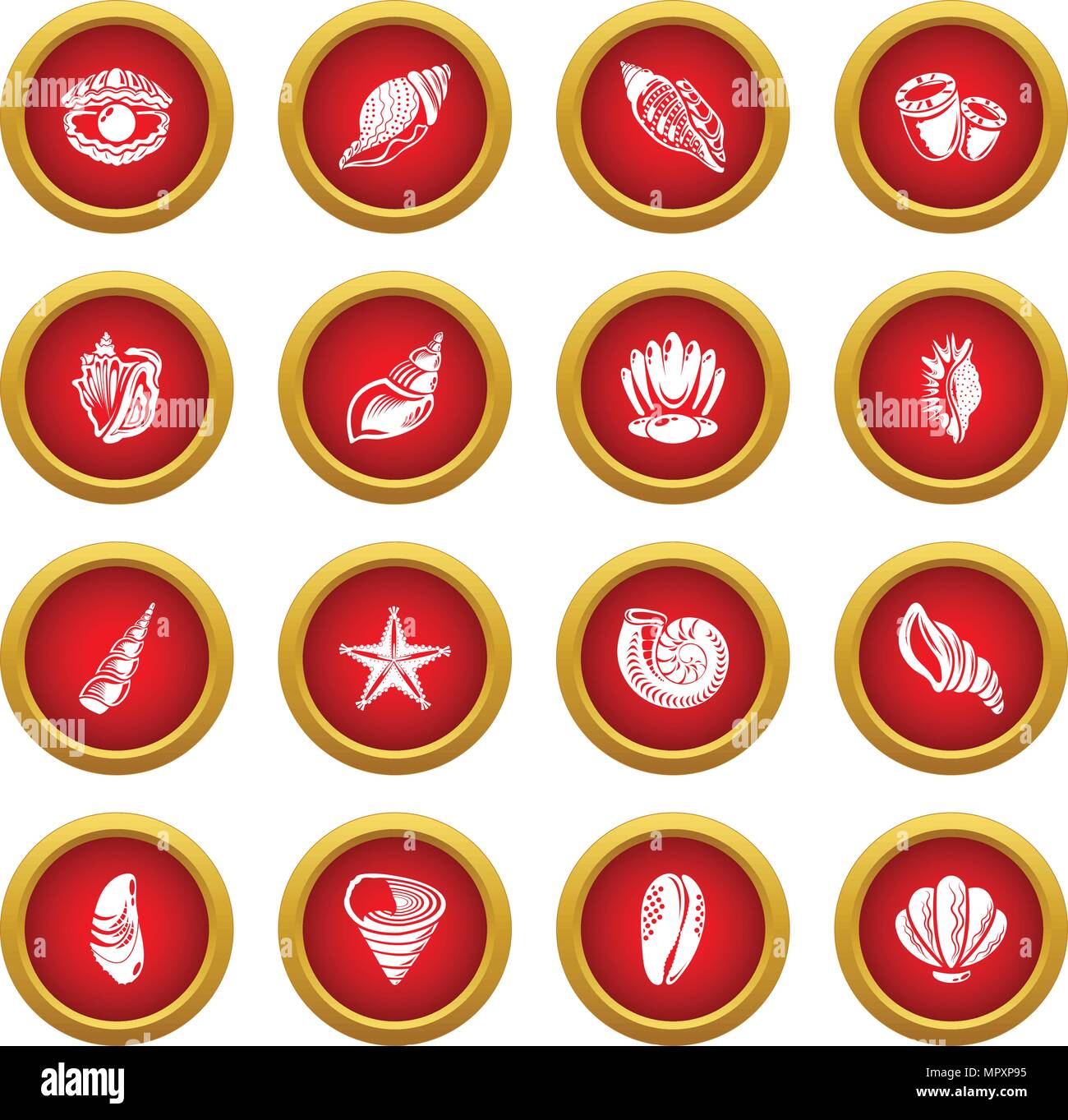 Tropical sea shell icons set, simple style Stock Vector Image & Art - Alamy