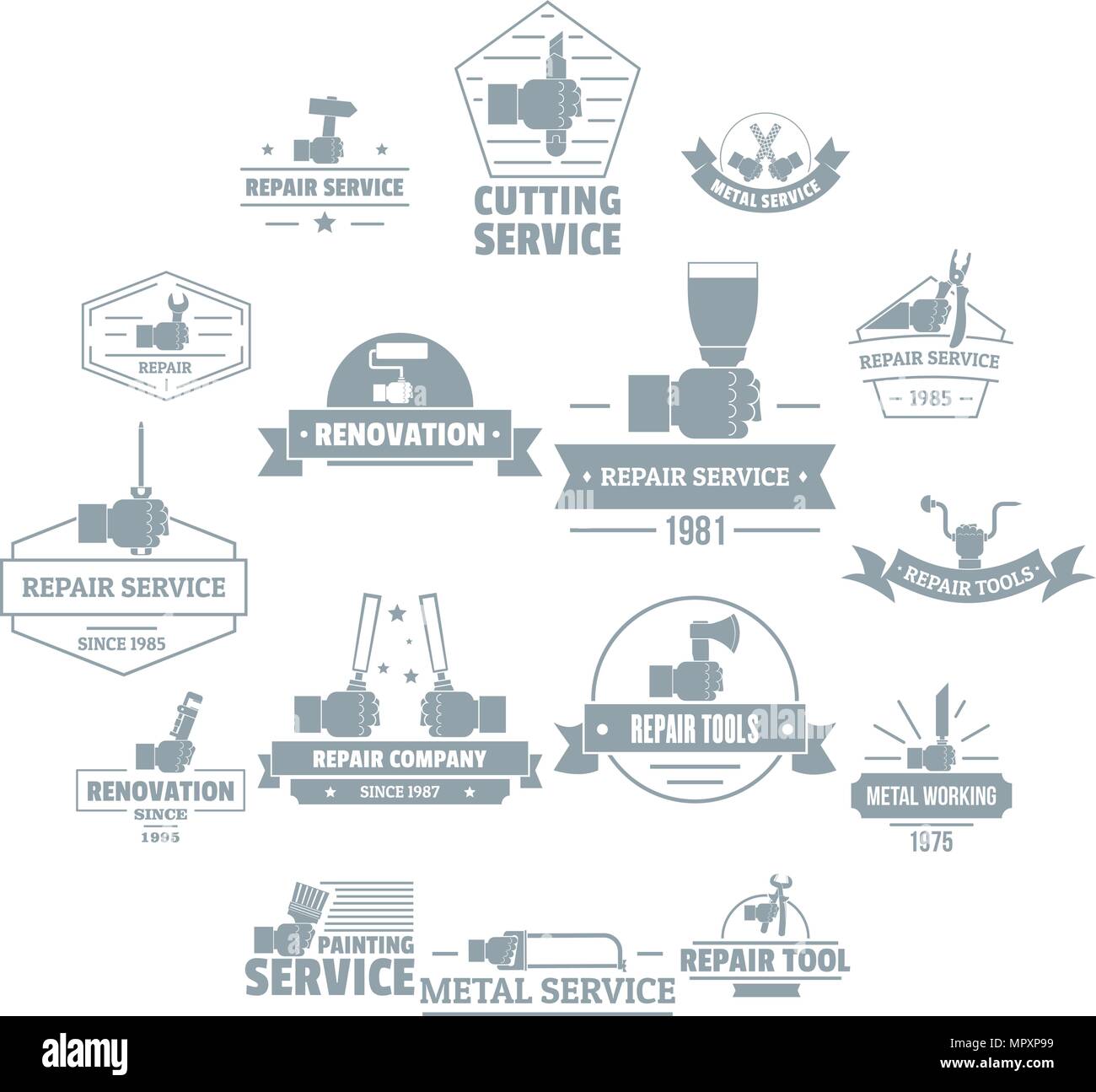 Hand tool logo icons set, simple style Stock Vector Image & Art - Alamy