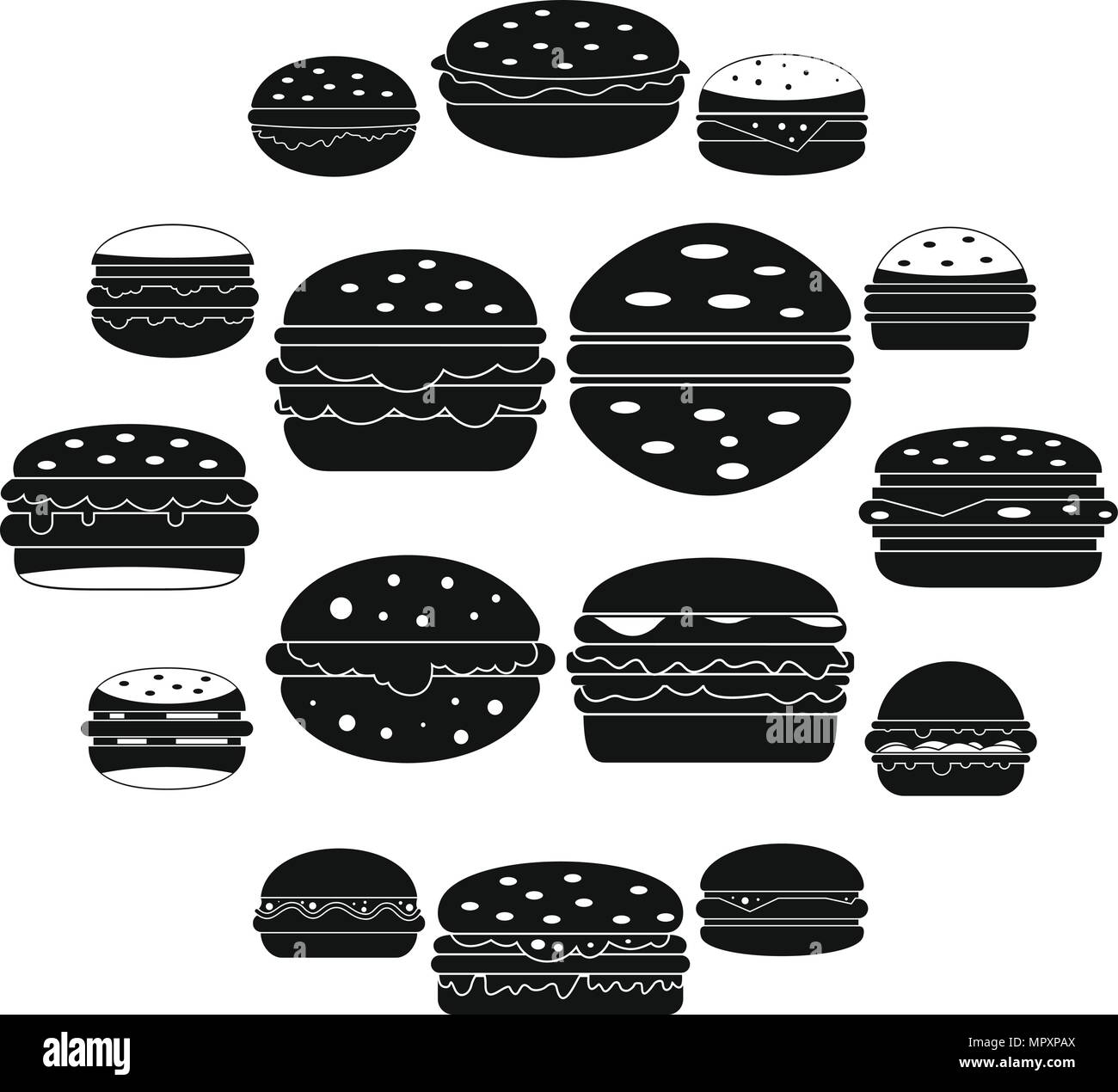 Burger icons set, simple style Stock Vector Image & Art - Alamy