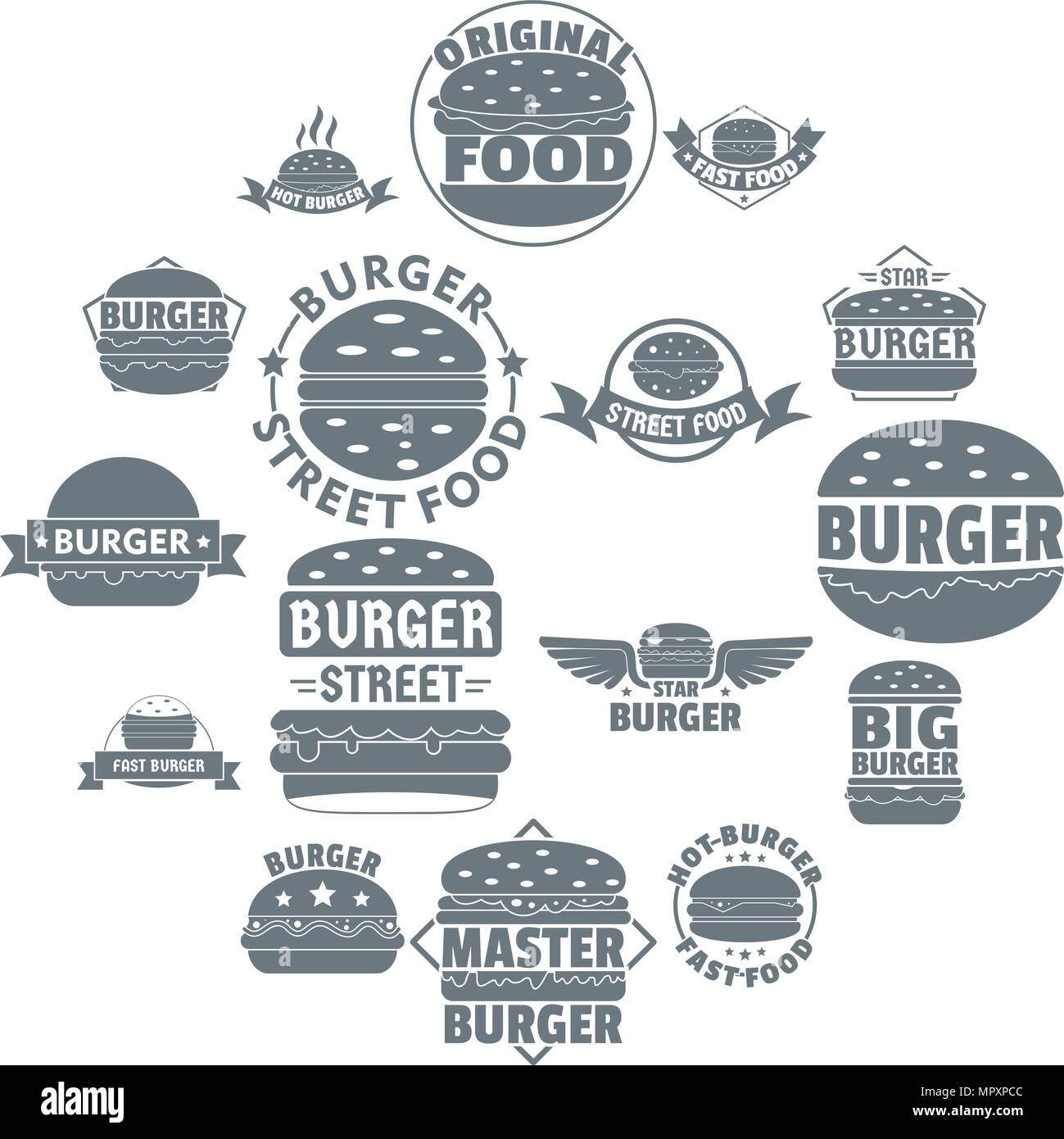 Burger logo icons set, simple style Stock Vector Image & Art - Alamy