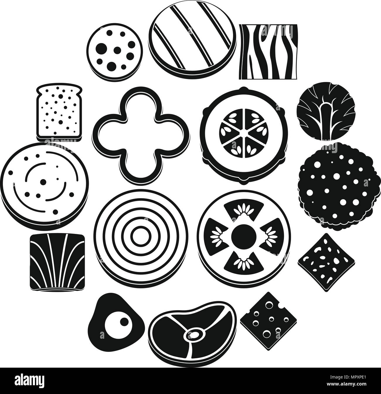 Slice food ingredient icons set, simple style Stock Vector Image & Art ...
