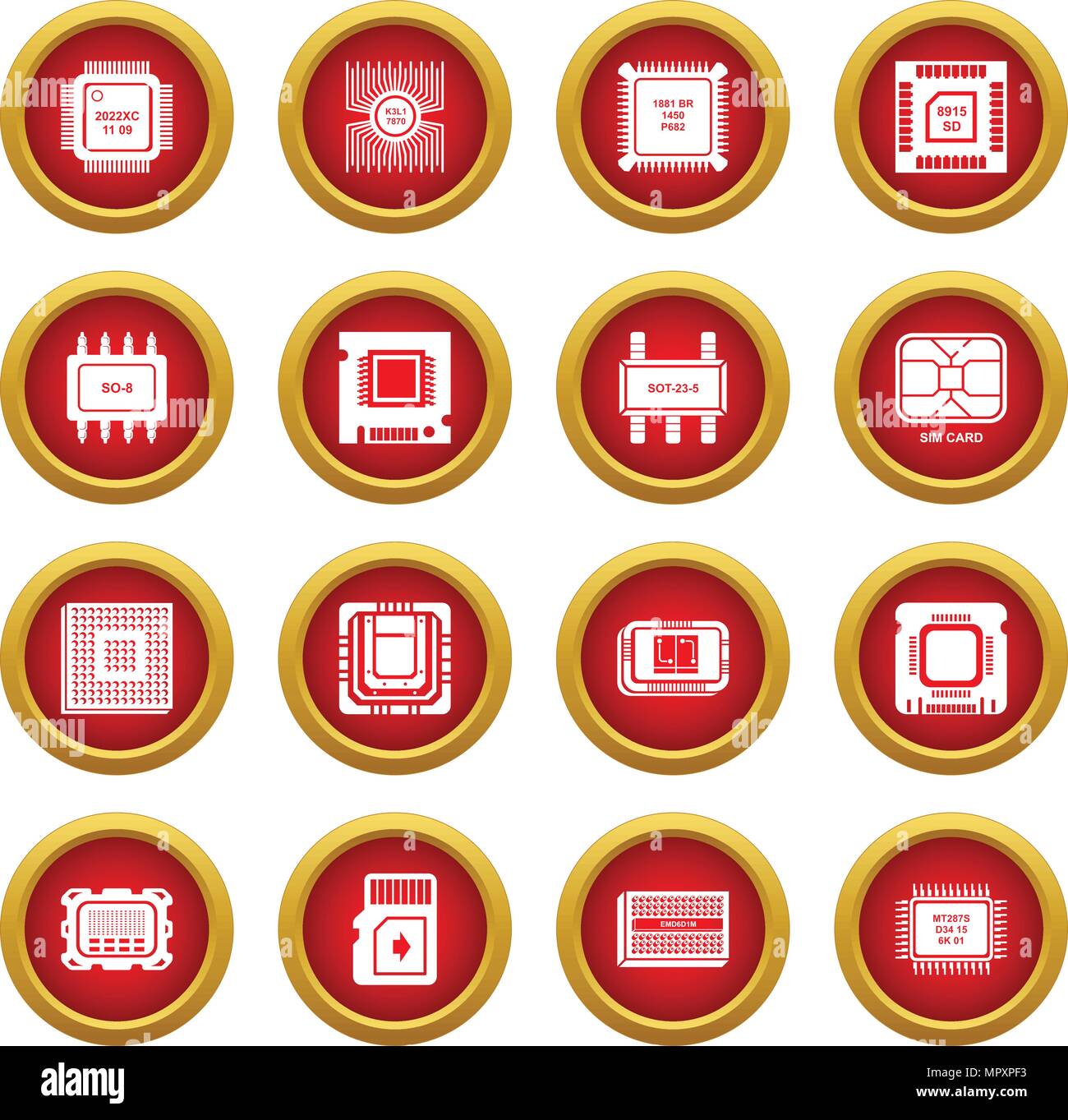 Computer chips icons set, simple style Stock Vector Image & Art - Alamy