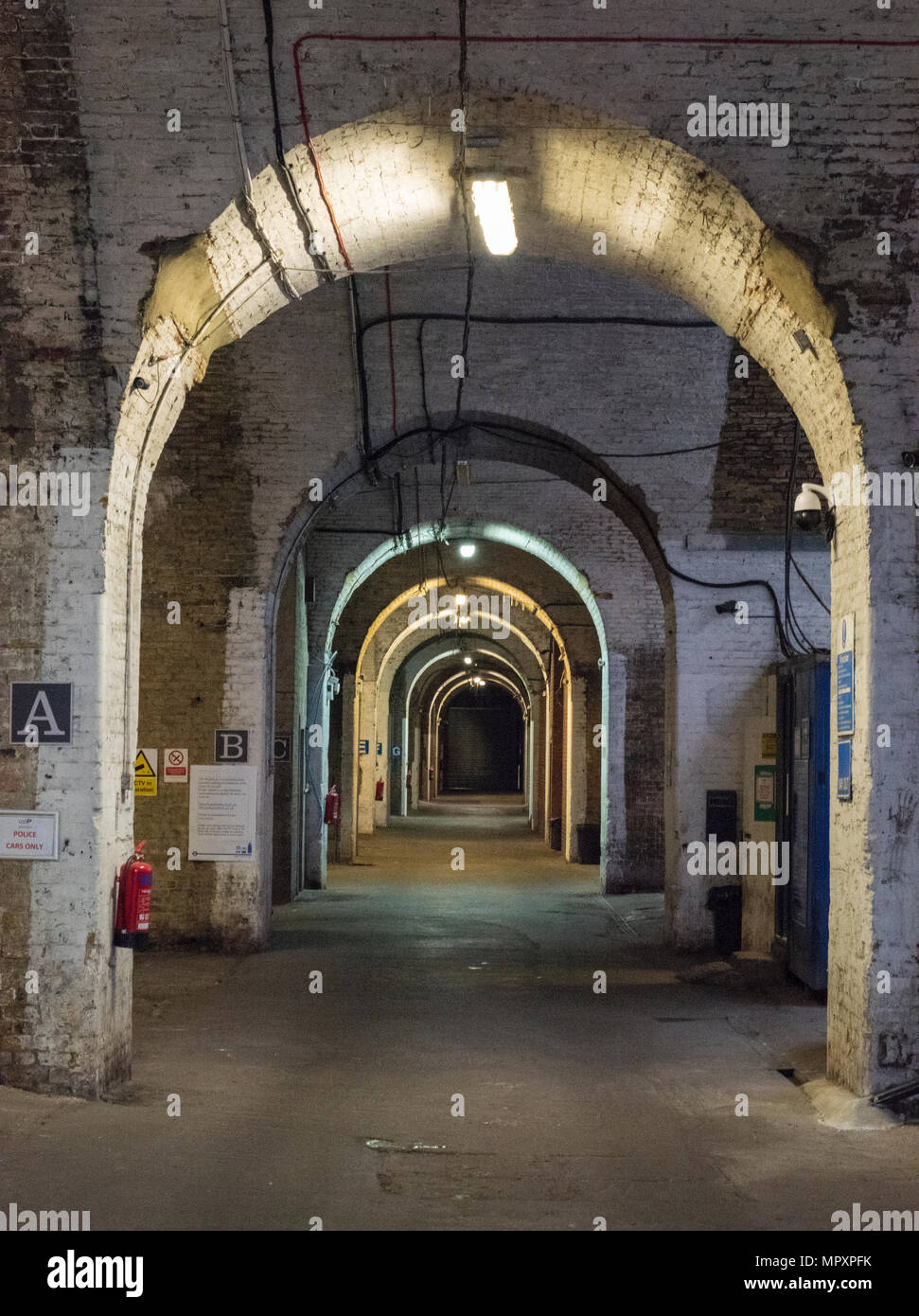 old underground arches and tunnels with vaulted ceilings under the ...