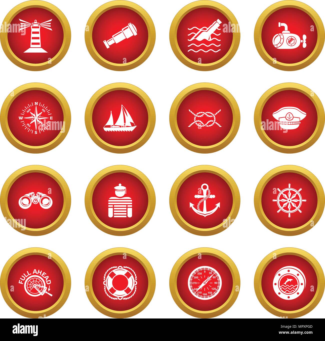 Nautical icons set, simple style Stock Vector Image & Art - Alamy