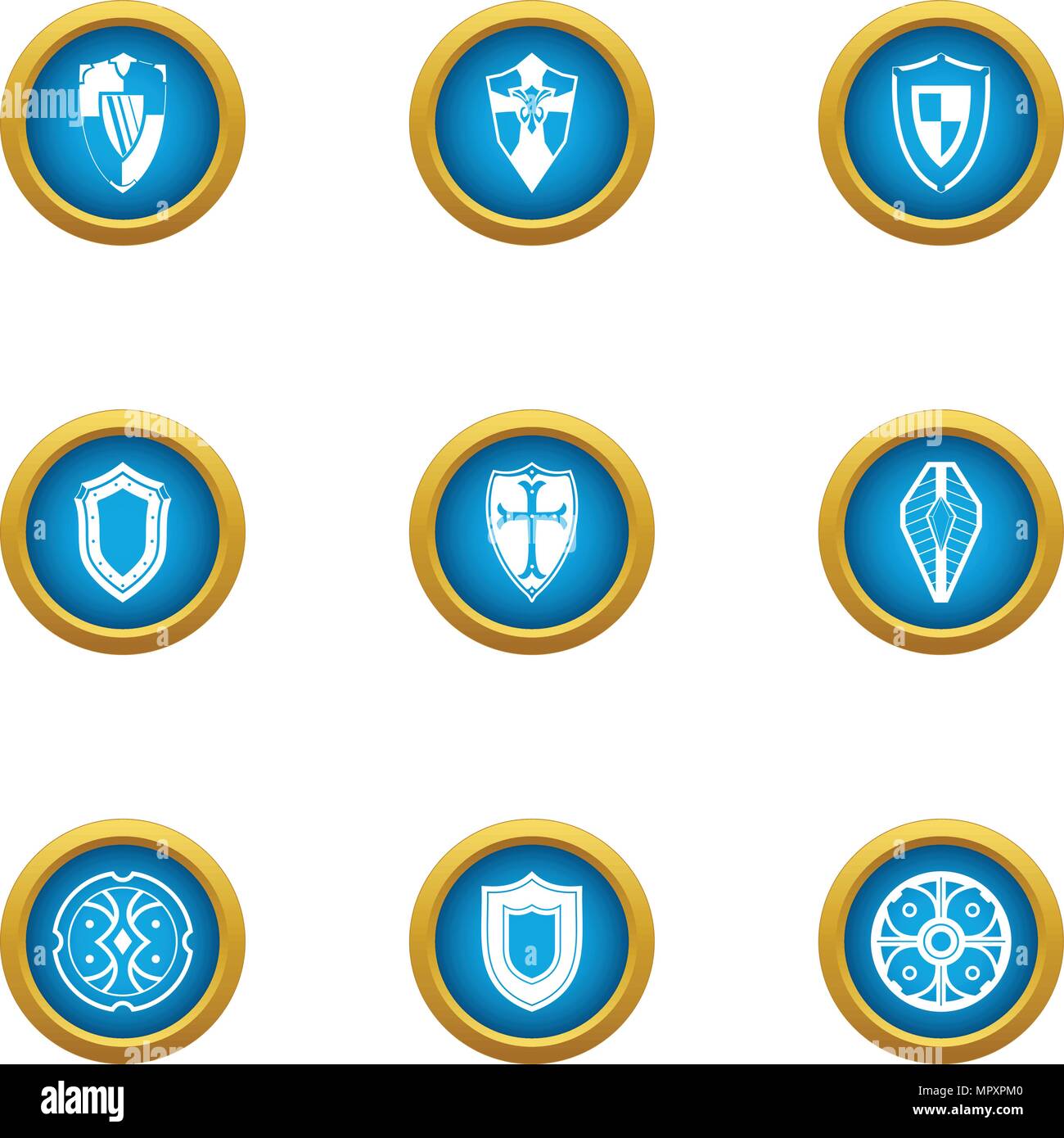 Buckler icons set, flat style Stock Vector Image & Art - Alamy