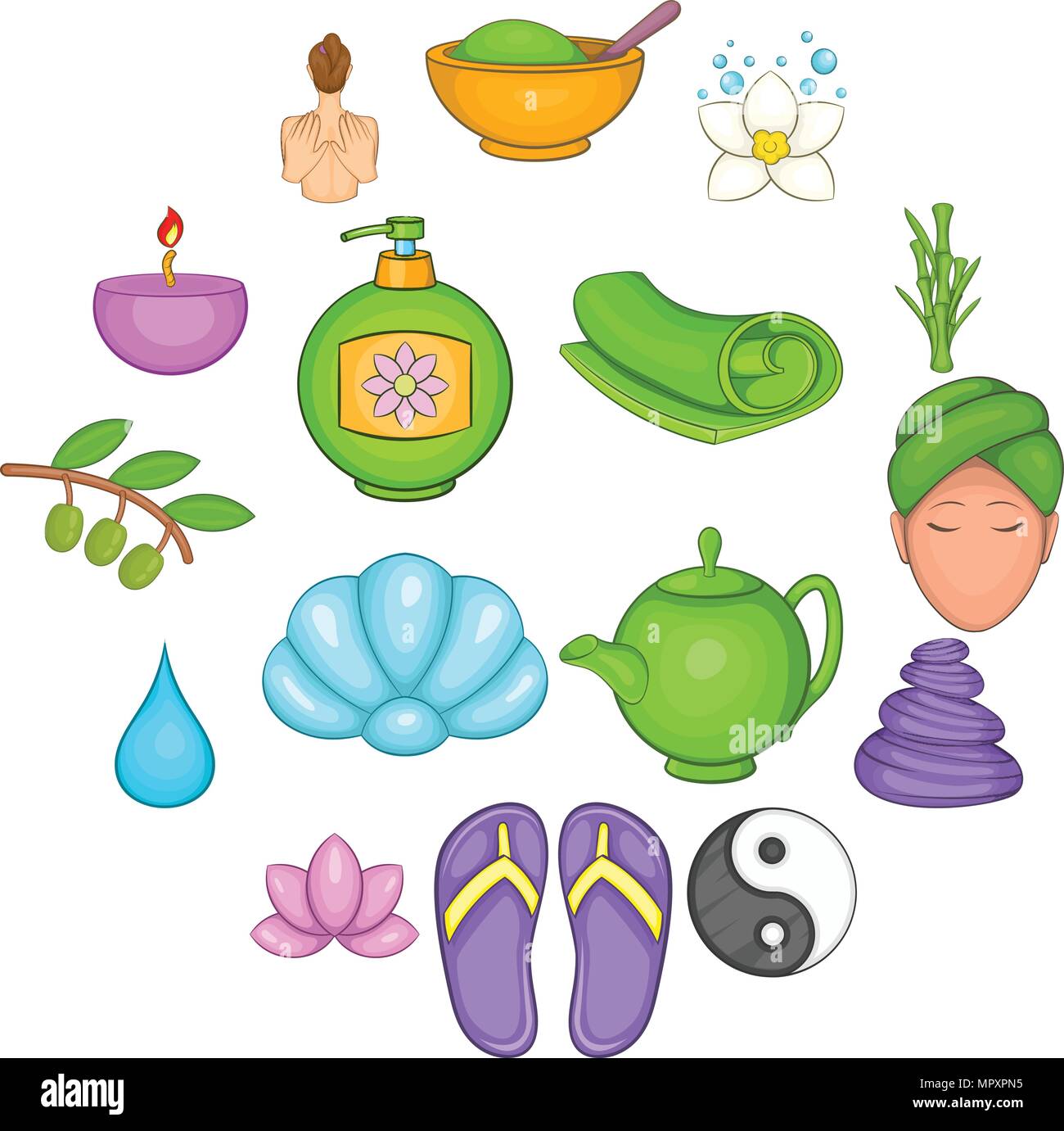 Spa icons set, cartoon style Stock Vector Image & Art - Alamy