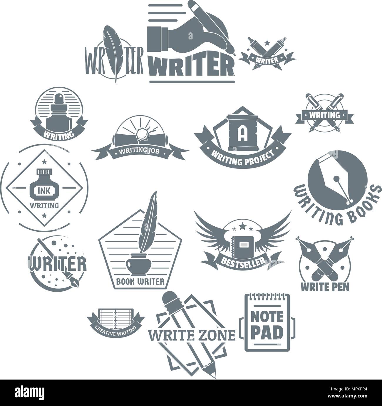 Write logo icons set, simple style Stock Vector Image & Art - Alamy