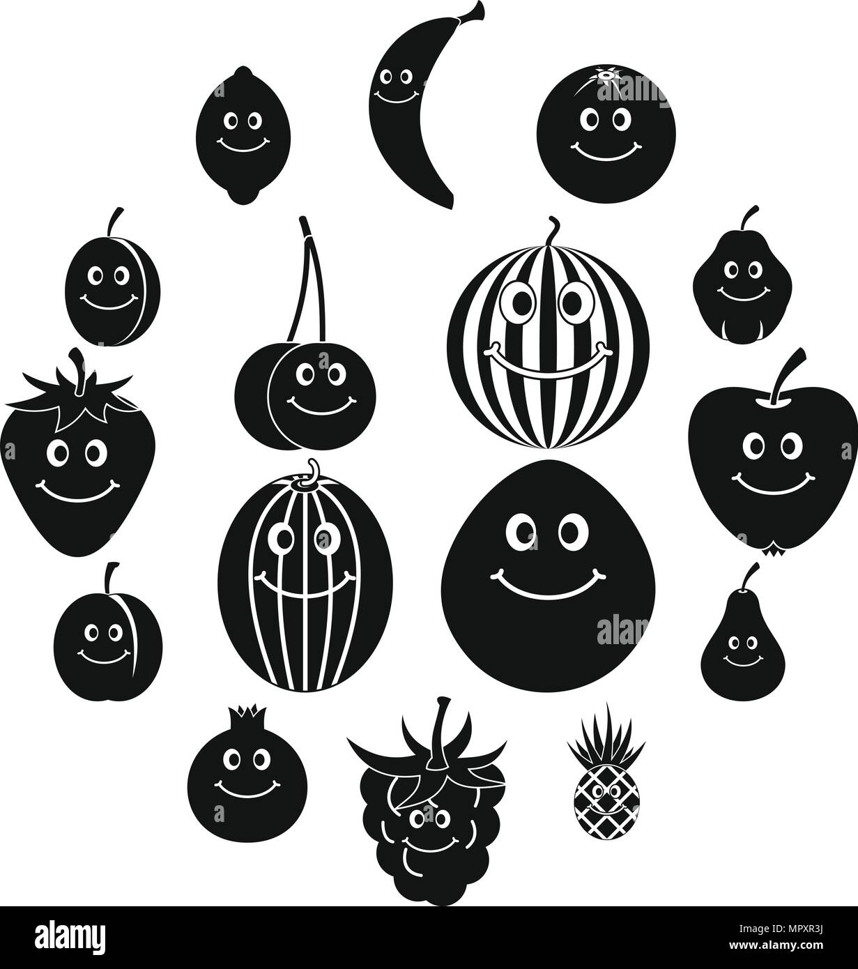 Smiling fruit icons set, simple style Stock Vector Image & Art - Alamy