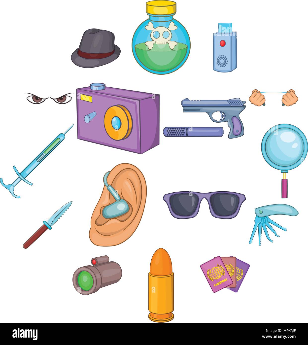 Spy and security icons set, cartoon style Stock Vector Image & Art - Alamy