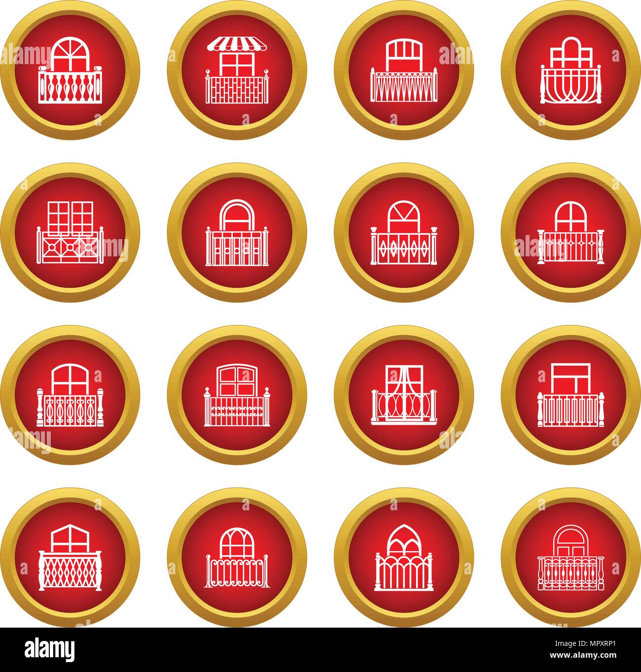 Balcony window icons set, simple style Stock Vector Image & Art - Alamy