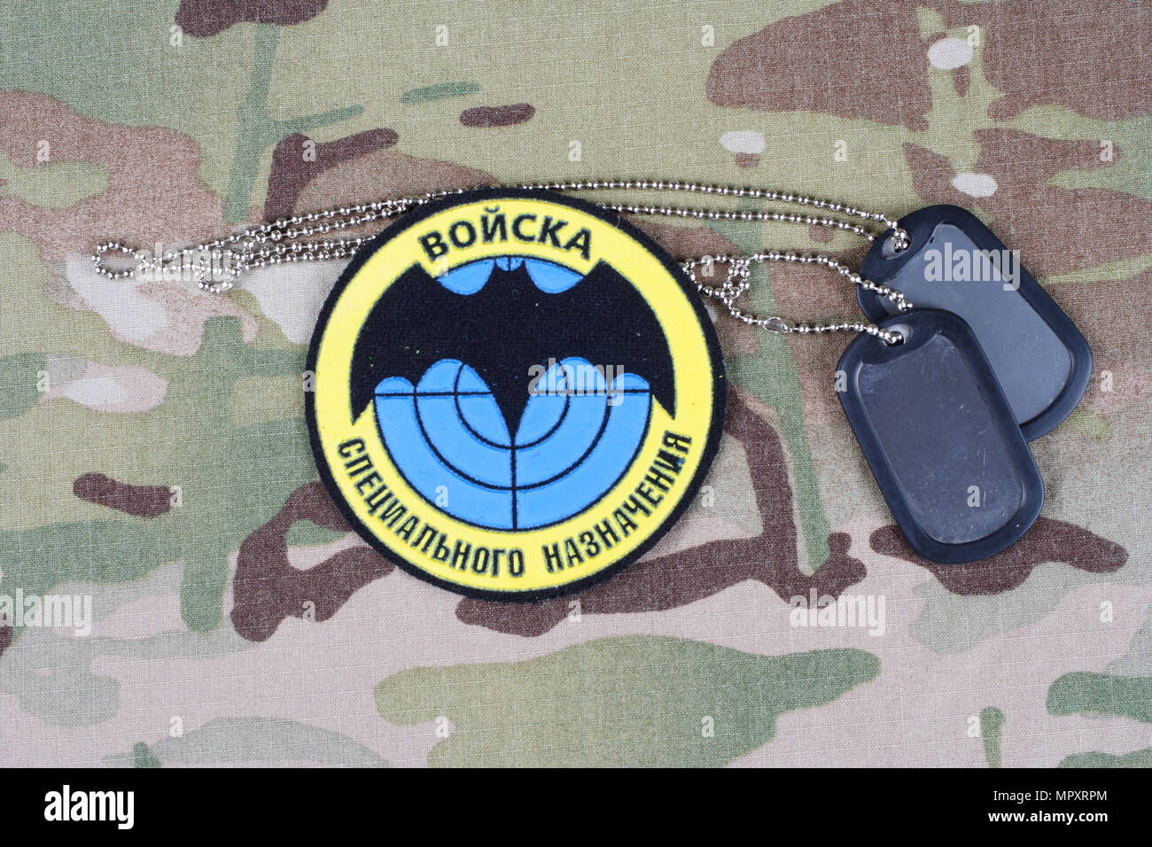 KIEV, UKRAINE - August 19, 2015. Russian Special Forces uniform badge ...