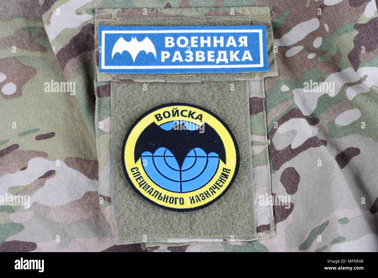 KIEV, UKRAINE - August 19, 2015. Russian Special Forces uniform badge ...