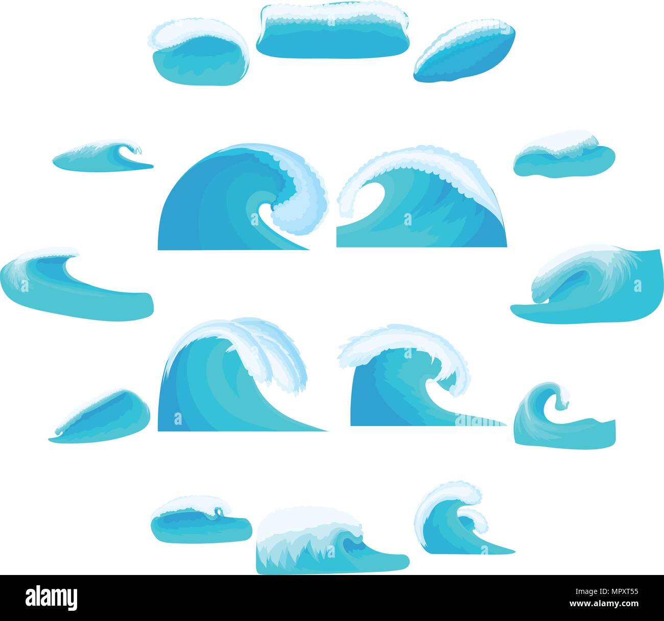 Sea waves icons set, cartoon style Stock Vector Image & Art - Alamy