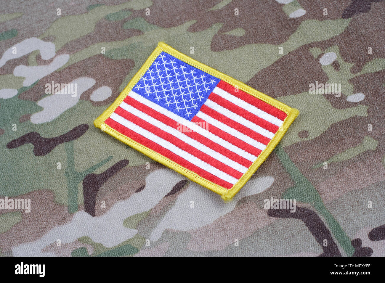 US ARMY flag patch on camouflage uniform Stock Photo - Alamy