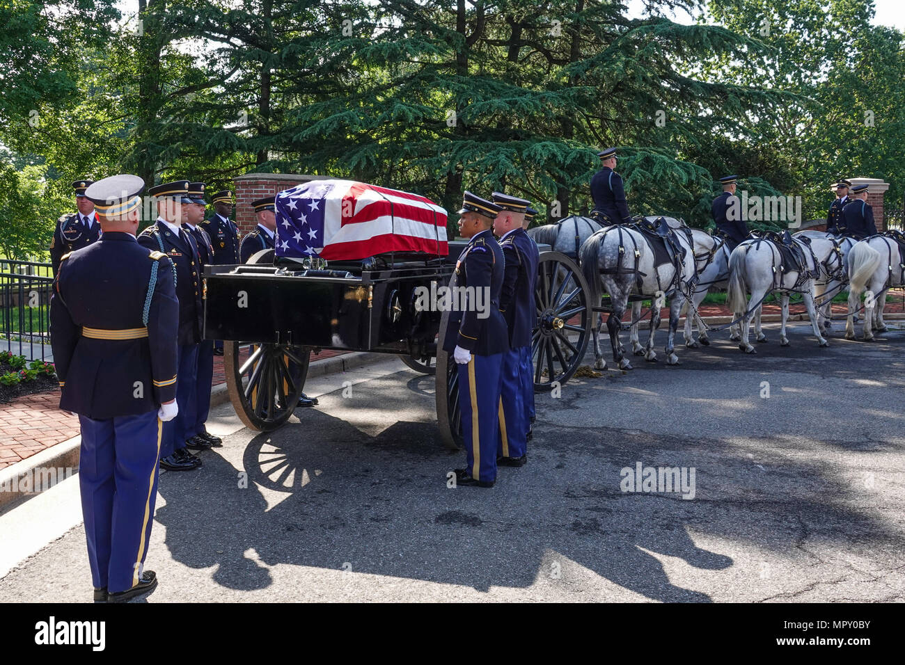 Casket Prepared for Transport to Grave During Military Funeral at ...