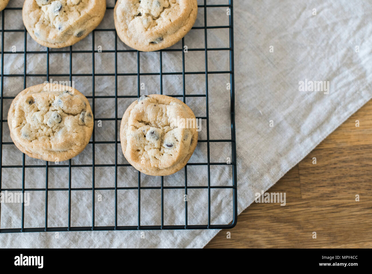 High angle view of cookies on cooling rack in kitchen Stock Photo - Alamy