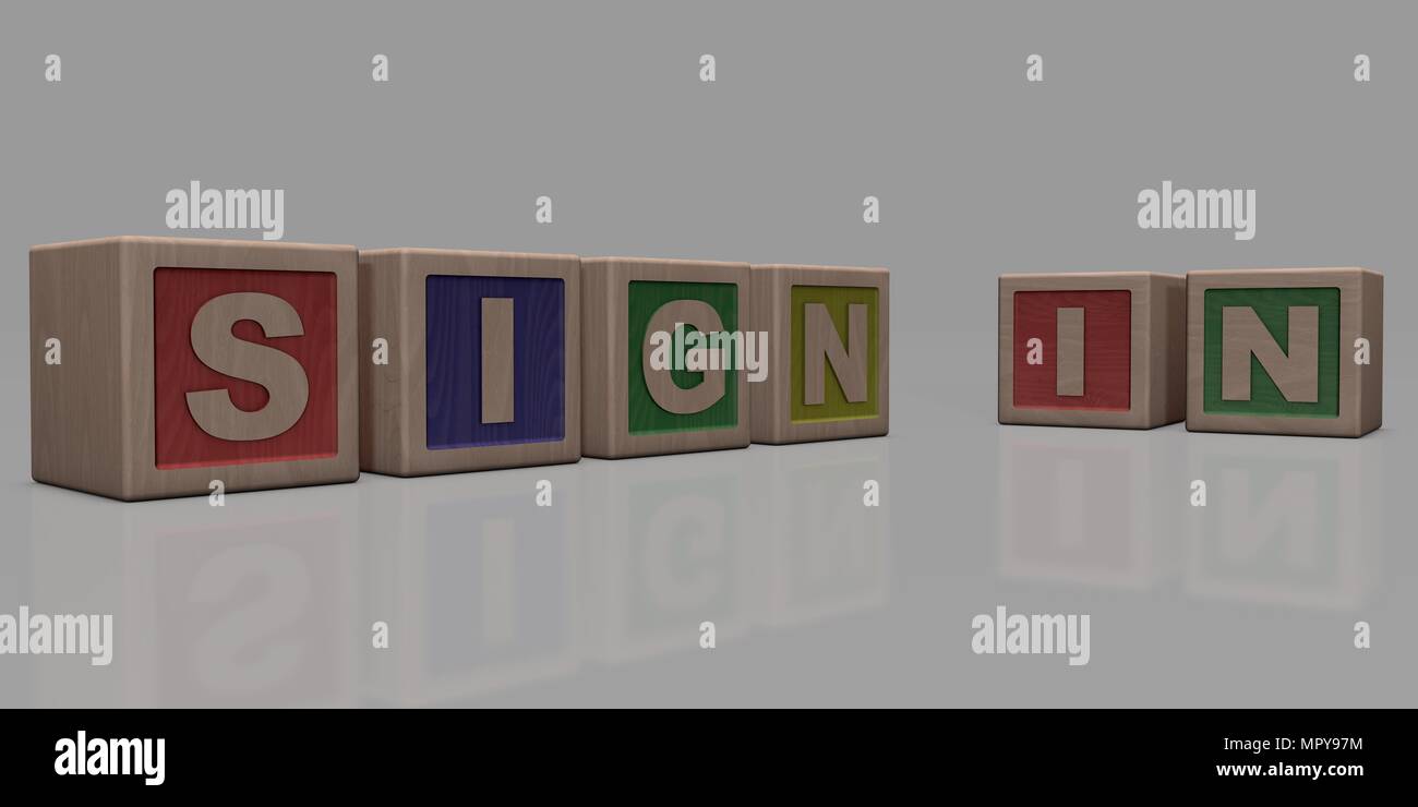 SIGN IN written with wooden blocks Stock Photo - Alamy