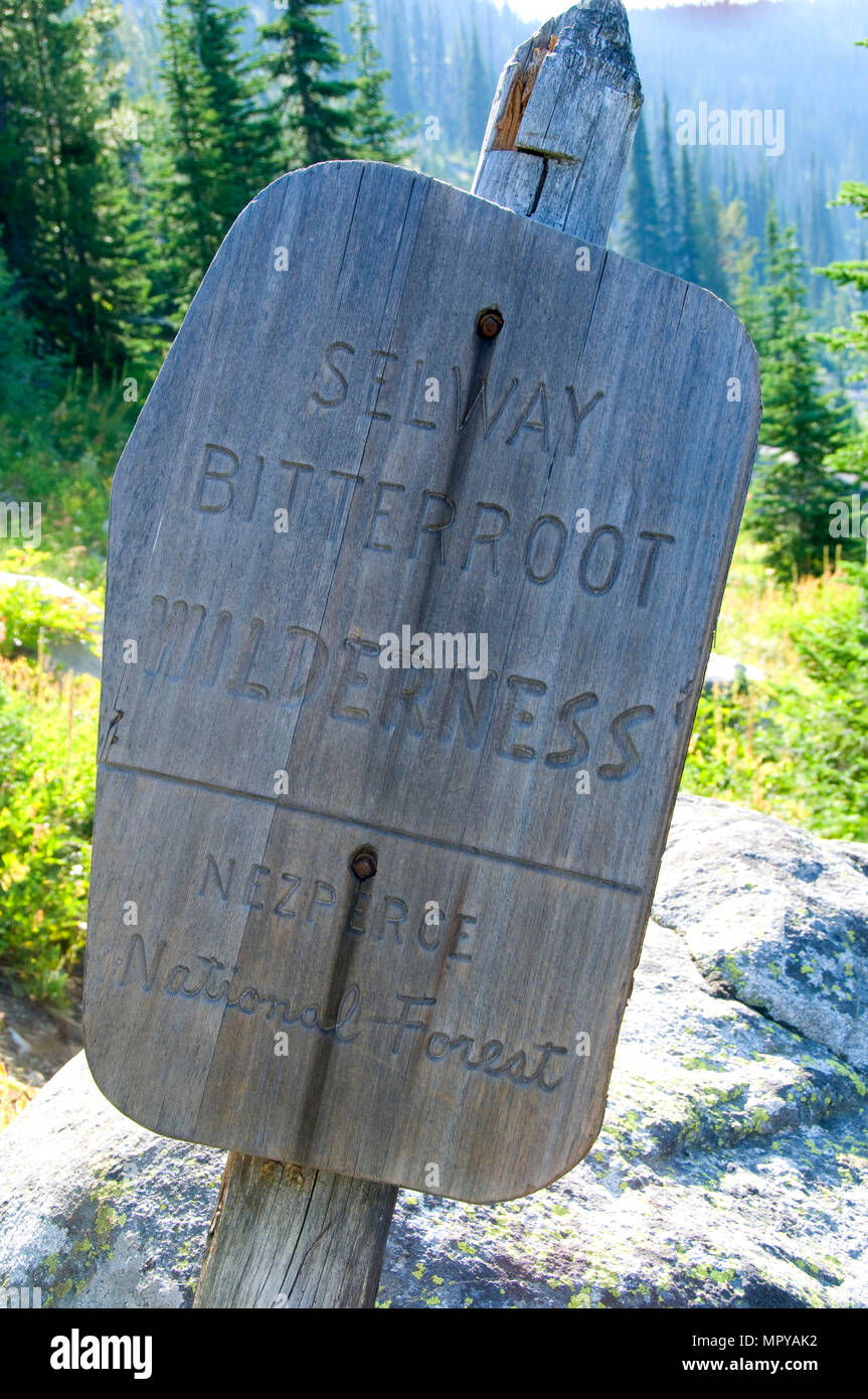 Wilderness sign, Selway-Bitterroot Wilderness, Nez Perce National ...
