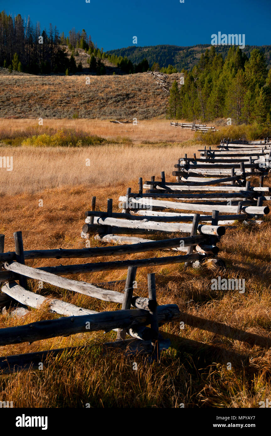 Meadow fence, Ponderosa Pine Scenic Byway, Sawtooth National Recreation ...