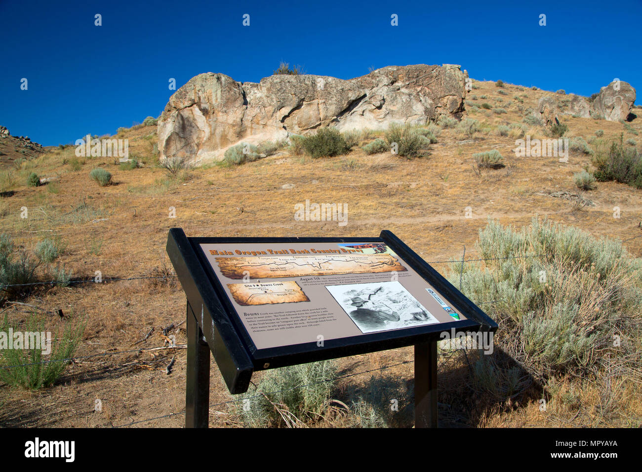 Inscription Rock with Interpretive board, Main Oregon Trail National ...