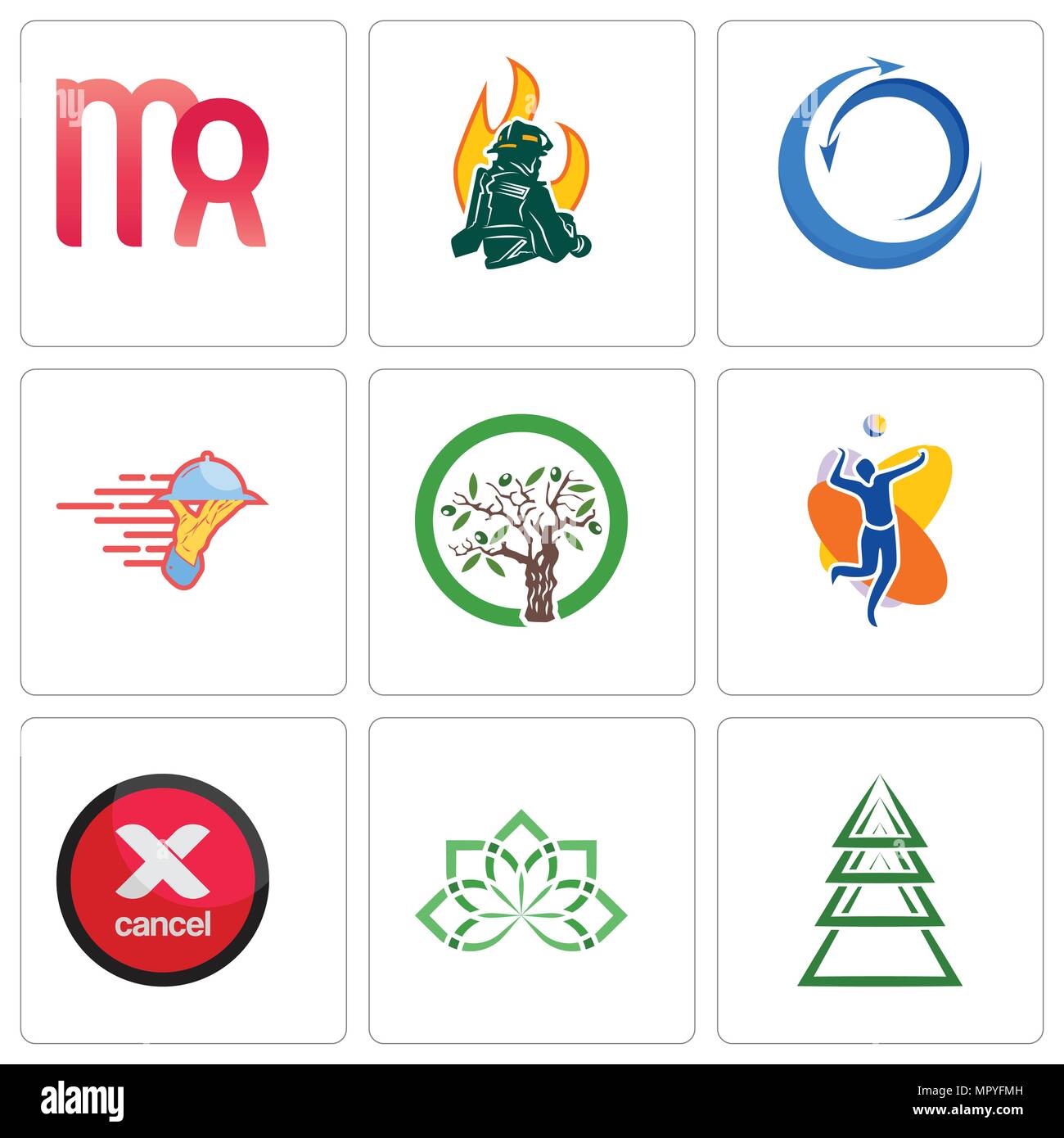 Set Of 9 simple editable icons such as ever tree, holistic, cancel ...