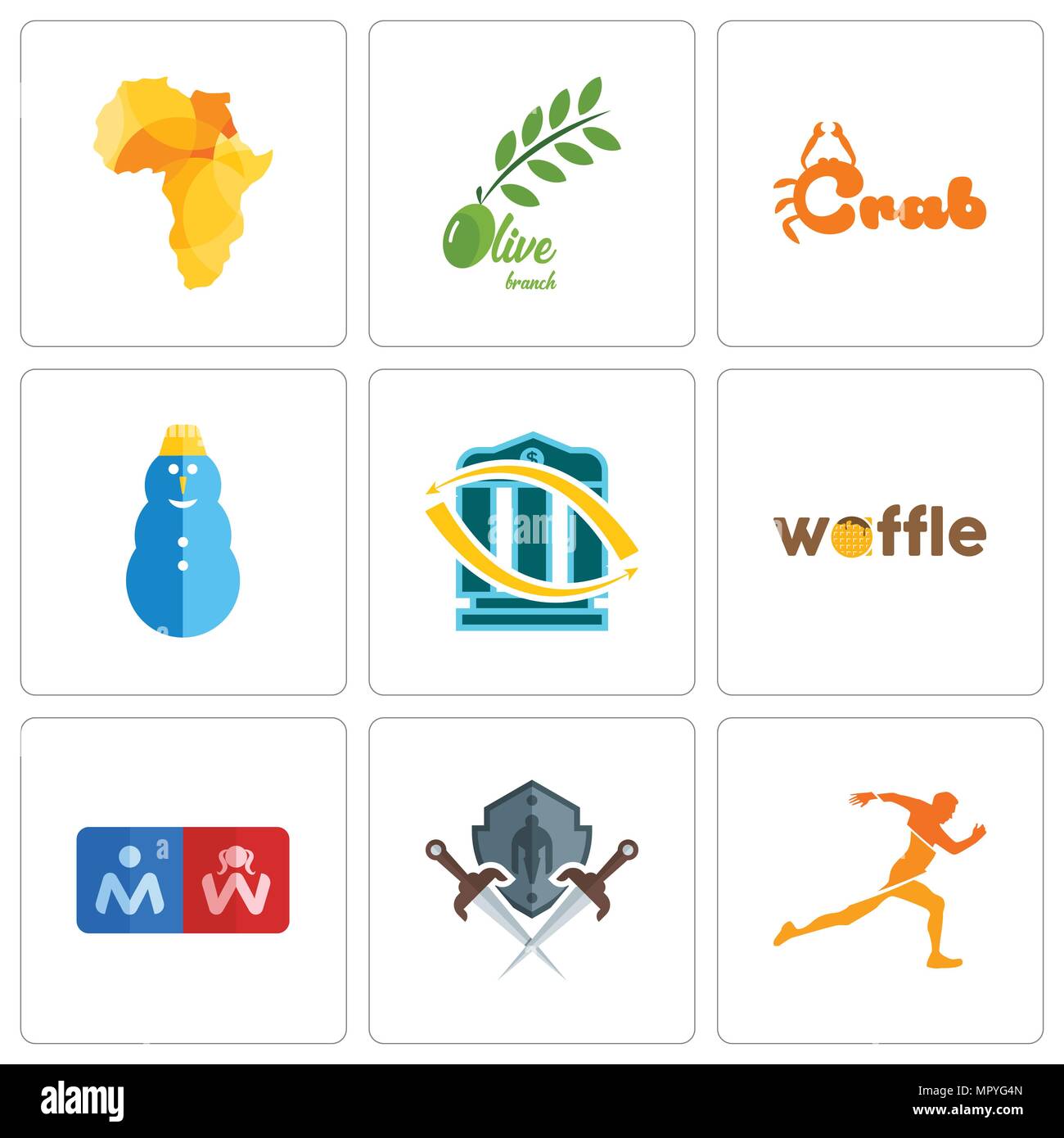 Set Of 9 simple editable icons such as running club, shield and sword ...