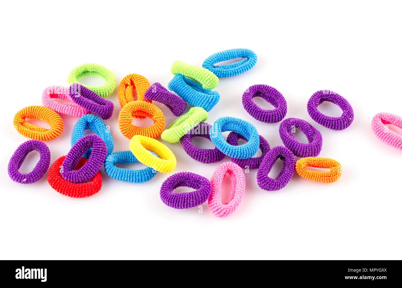 Hair elastic bands isolated on the white background Stock Photo - Alamy