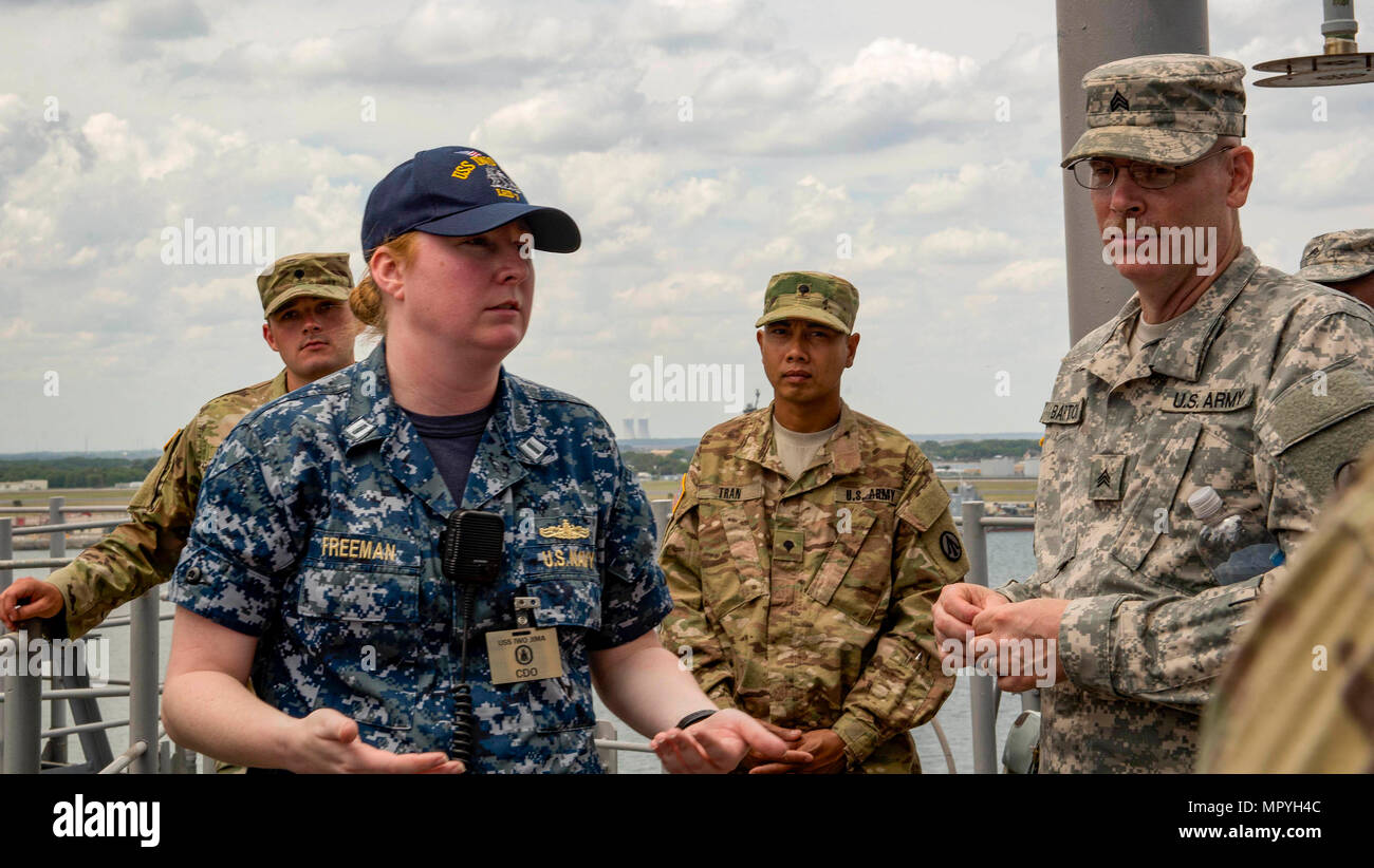 MAYPORT, Fla. (April 22, 2017) – Lt. Courtney Freeman leads a tour for ...