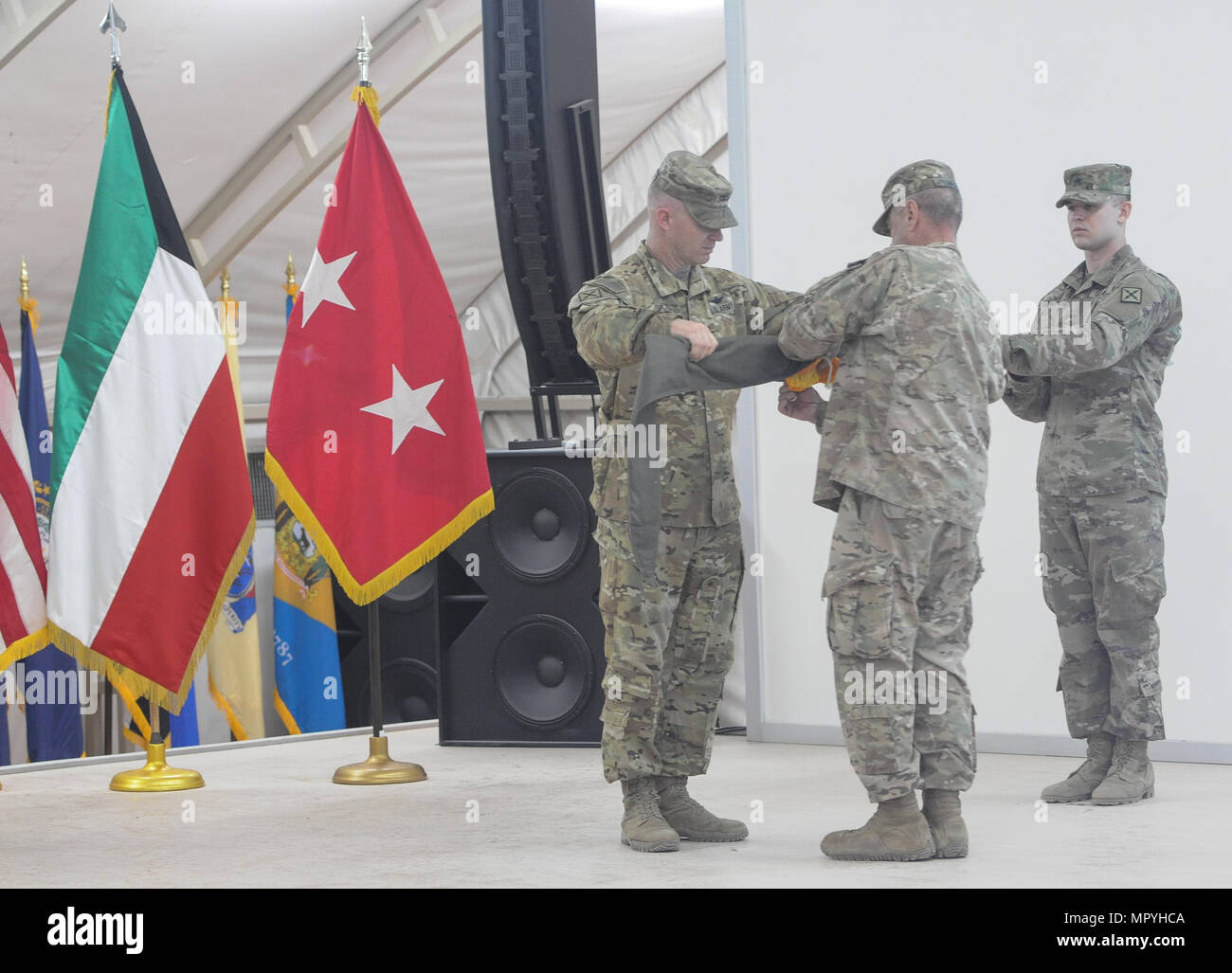 Col. Ryan Pace and Command Sgt. Maj. Thomas Mize case the 77th Combat ...
