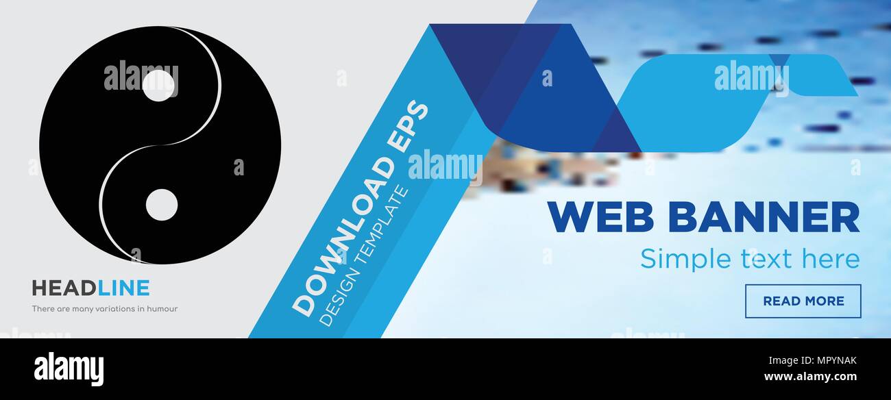 yin yang concept horizontal webpage banner template design on abstract ...