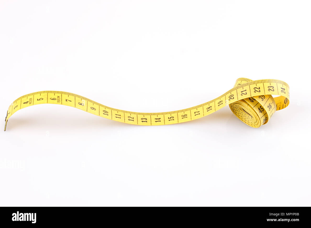 measure tape yellow isolated on white background Stock Photo - Alamy