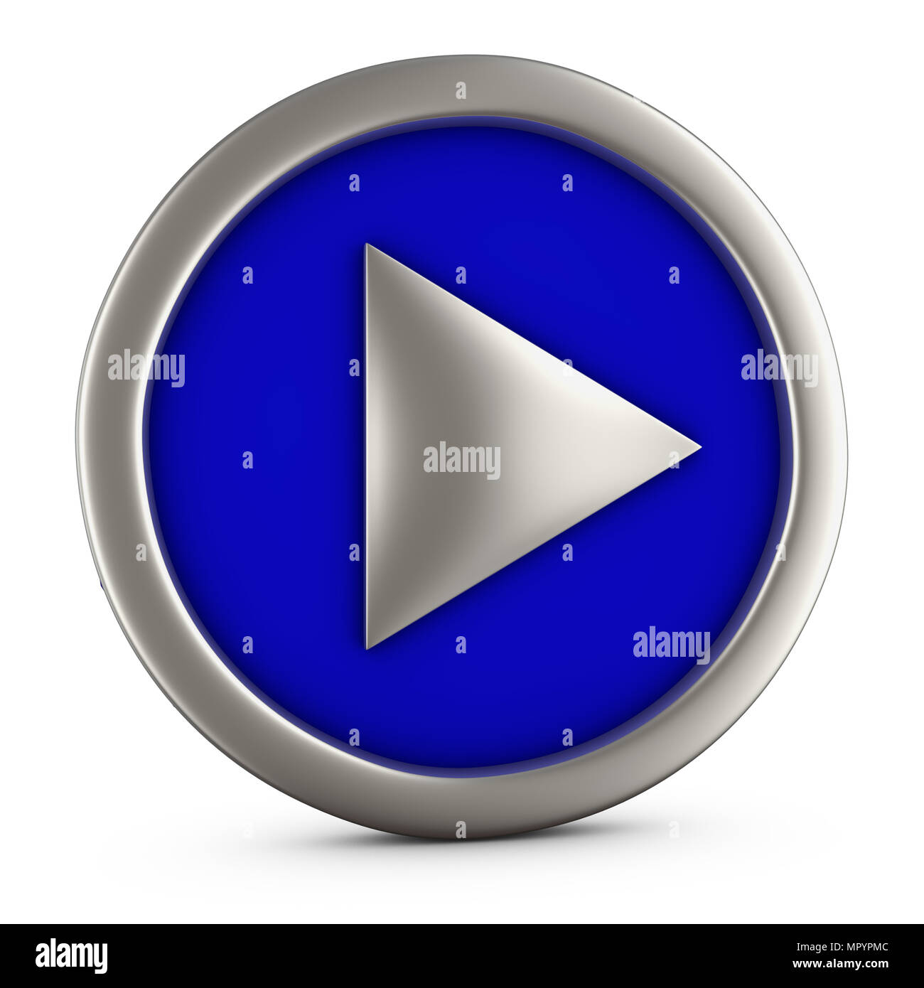 Blue play button on white background. 3d rendering Stock Photo - Alamy