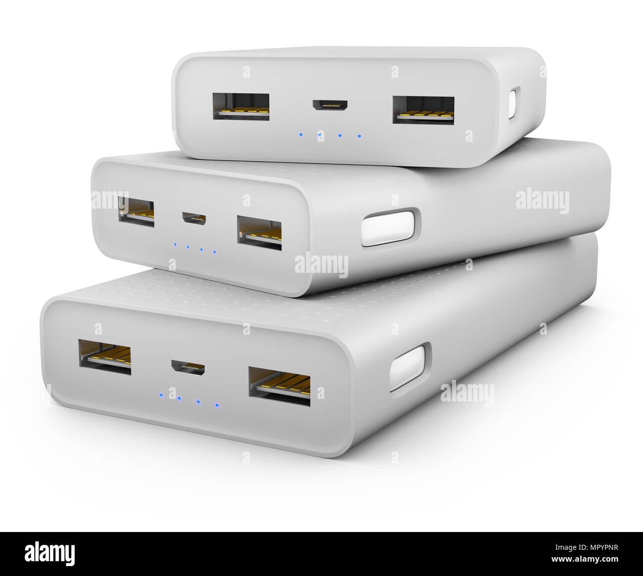 Power banks on a white background.3d rendering Stock Photo - Alamy