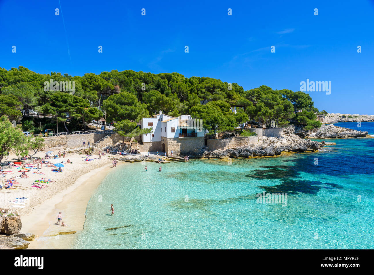 Cala Gat at Ratjada, Mallorca - beautiful beach and coast Stock Photo ...