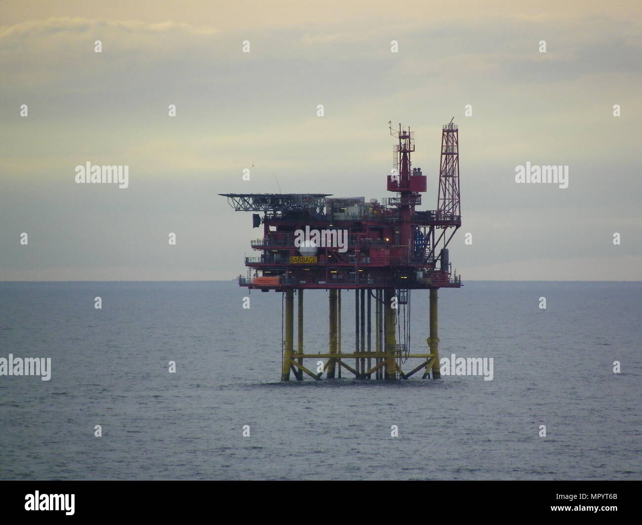 Gas platforms in the North Sea Babbage Field off the Holderness, North ...
